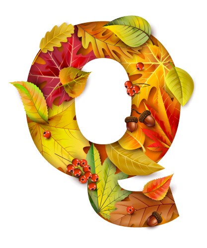 Autumn stylized alphabet with foliage letter p Vector Image