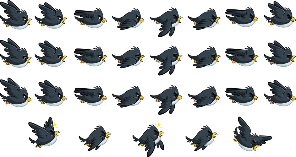 Black ninja game sprites Royalty Free Vector Image