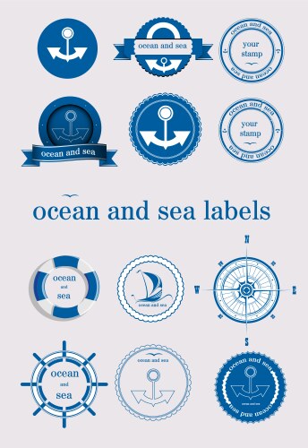 Ocean and sea labels stamp Royalty Free Vector Image