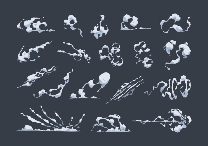 Comic explosion effect set dust smoke Royalty Free Vector