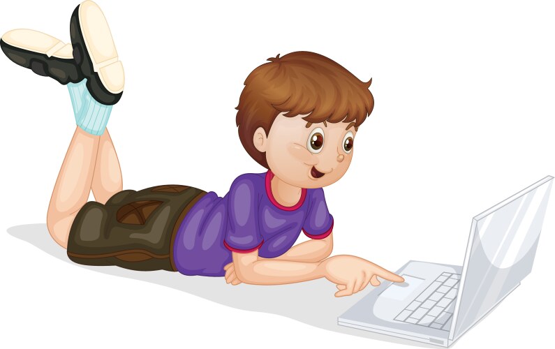 Funny employee man working with computer cartoon Vector Image