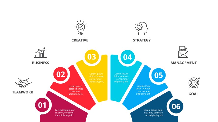 Abstract infographic design 7 steps Royalty Free Vector