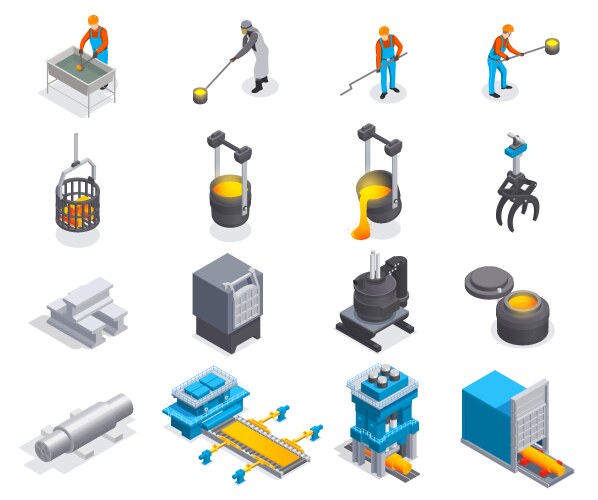 Isometric robotic arm industrial factory machines Vector Image