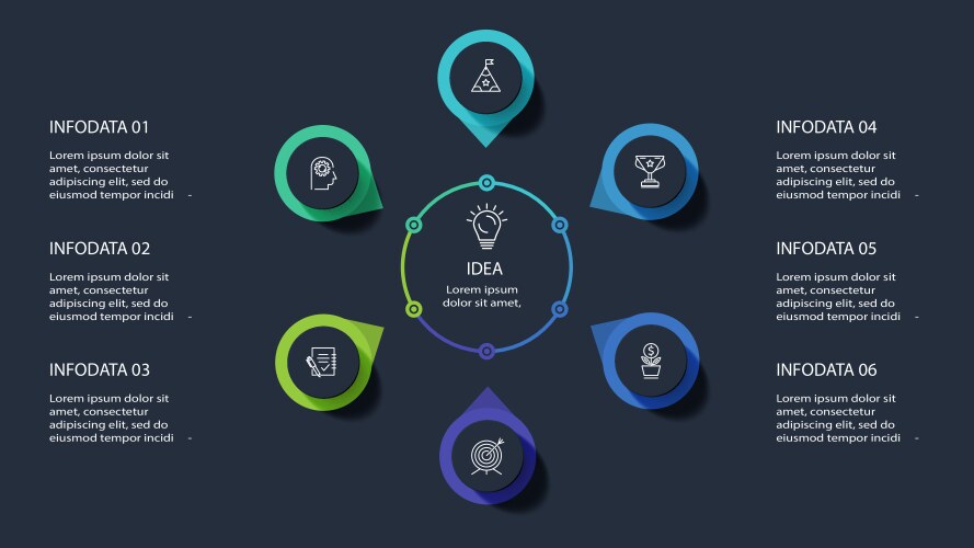 Diagram concept for infographic with 6 steps Vector Image