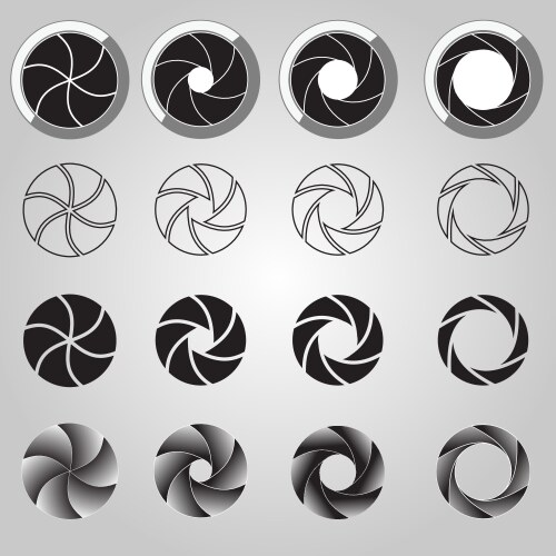 Aperture icon set with value numbers camera Vector Image