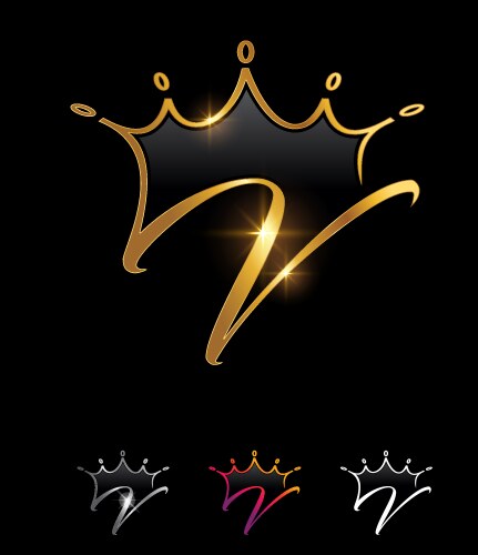 Gold monogram crown logo initial letter r Vector Image