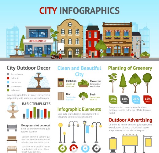 City infrastructure infographics Royalty Free Vector Image