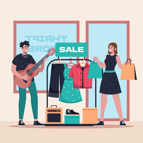 Hand drawn thrift store Royalty Free Vector Image