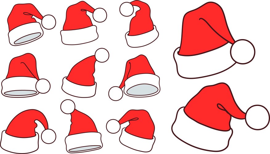 Collection of santa hats design elements Vector Image