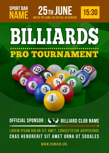 Billiard Tournament Poster Royalty Free Vector Image
