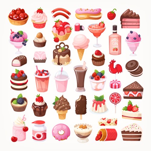 Set of italian desserts Royalty Free Vector Image