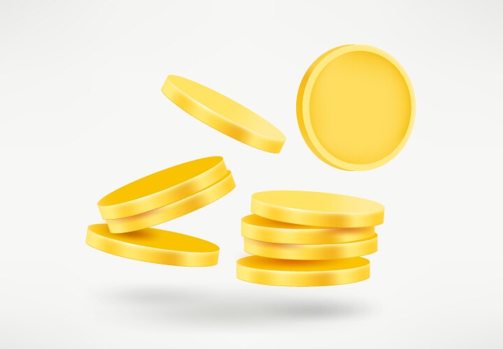 Falling golden coins isolated on white background Vector Image