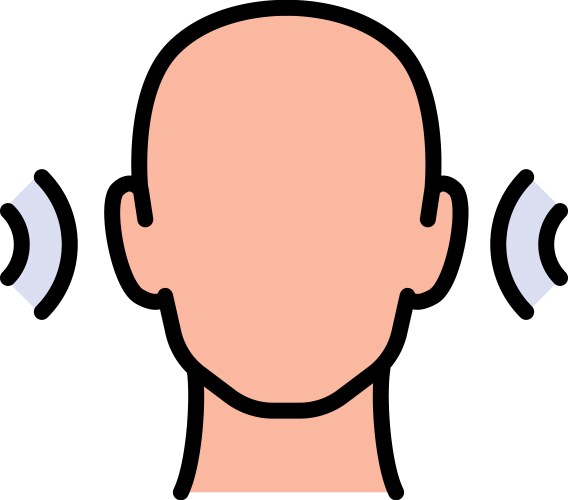 Hearing aid on human ear linear icon head Vector Image