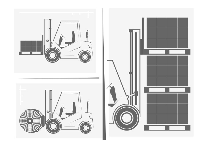 Loading goods by pallet truck and forklift Vector Image