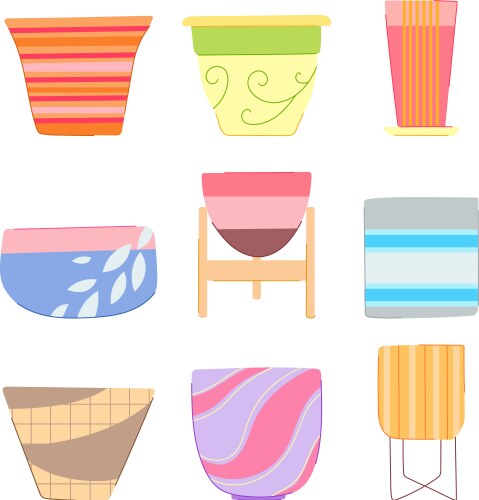 Summer flower pot cartoon Royalty Free Vector Image