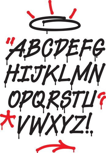 Bright cartoon comic graffiti font alphabet Vector Image