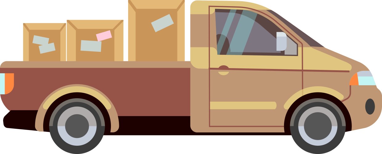 Cartoon smiling yellow pickup truck Royalty Free Vector