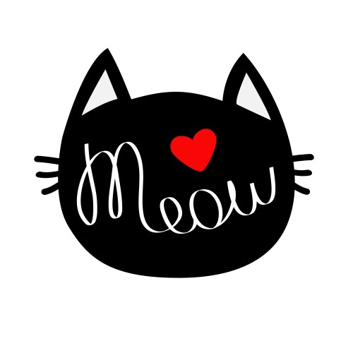 Cute cat design with meow text Royalty Free Vector Image