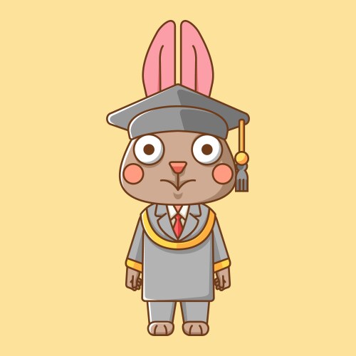 Cute rabbit bunny graduation animal kawaii chibi Vector Image