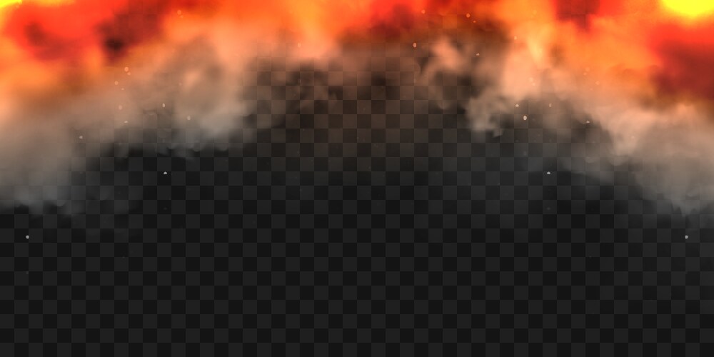 Realistic smoke clouds and fire flame blast Vector Image