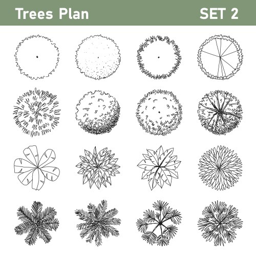 Tree plan top view set 7 Royalty Free Vector Image
