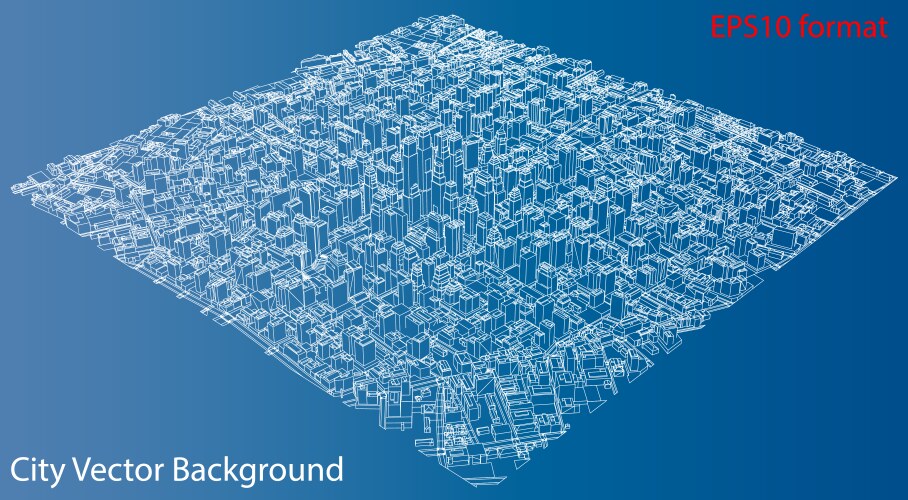 Wire-frame city blueprint style Royalty Free Vector Image