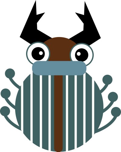 Funny beetle character cartoon bug comic insect Vector Image