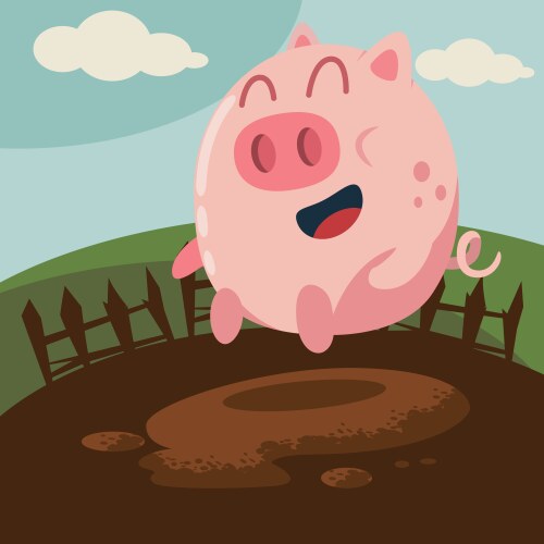 Funny sleepy pig going to work Royalty Free Vector Image