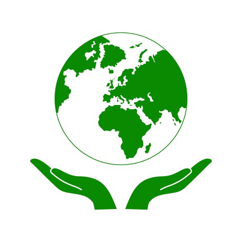 Hands holding earth globe with plant in one Vector Image
