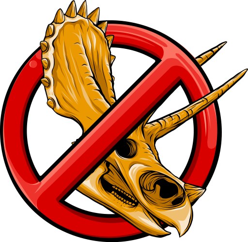 No dinosaur or triceratops sign on white Vector Image