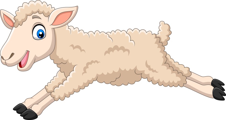 Cartoon happy lamb isolated on white background Vector Image