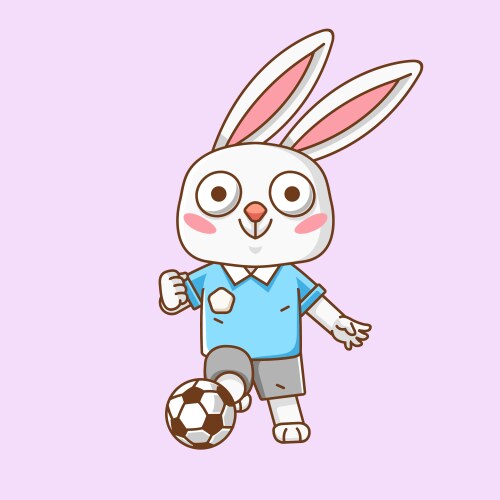 Cute soccer player herd ball kawaii chibi Vector Image