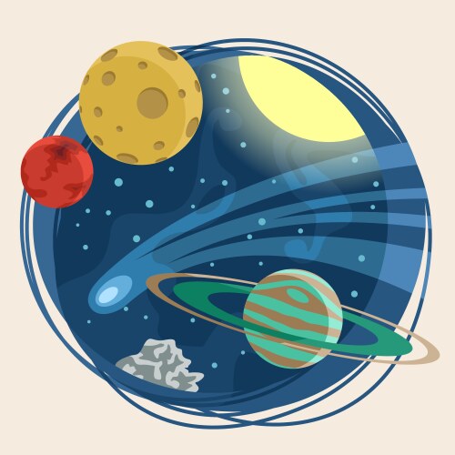Galaxy space clock features space-themed elements Vector Image