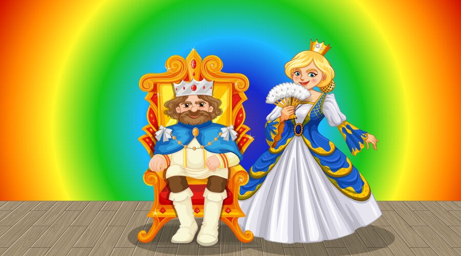 King and queen sitting on thrones in palace royal Vector Image