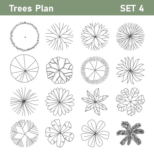 Tree plan top view set 7 Royalty Free Vector Image