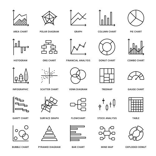 22 chart icons Royalty Free Vector Image - VectorStock
