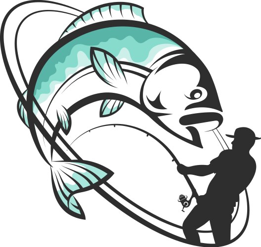 Fisherman show his big fish Royalty Free Vector Image