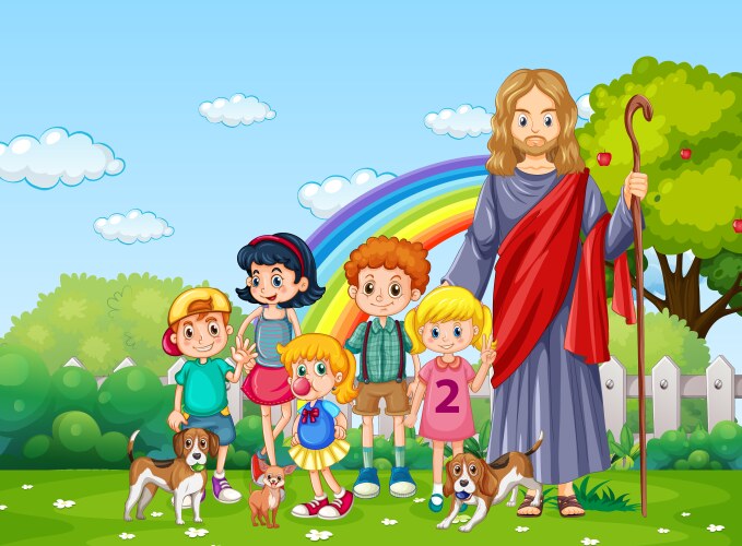 Jesus with children Royalty Free Vector Image - VectorStock
