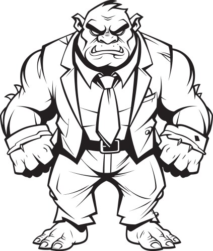 Corporate orc ceo badge tailored suit emblem Vector Image