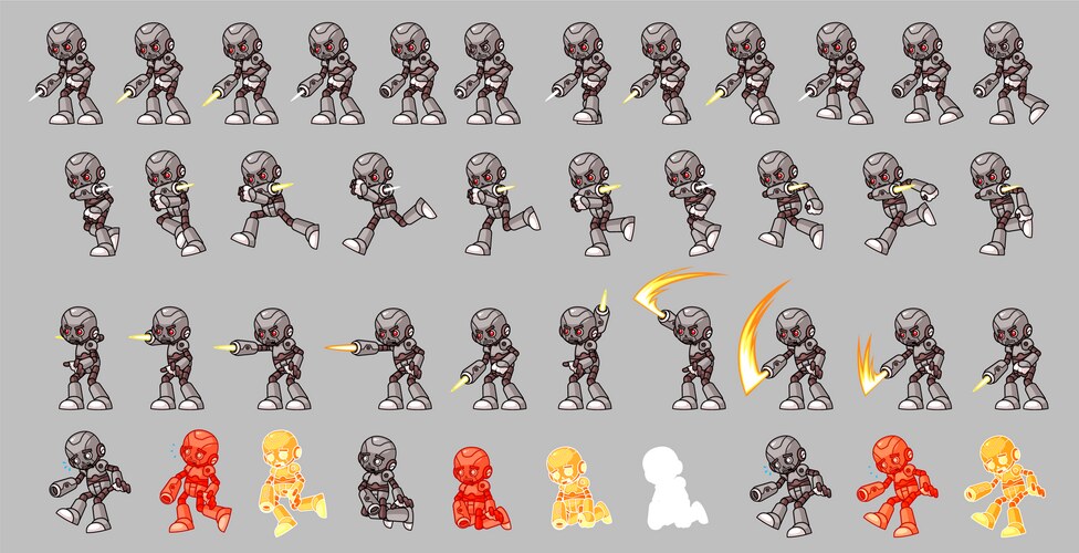 Black ninja game sprites Royalty Free Vector Image