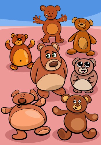Teddy bears group cartoon Royalty Free Vector Image