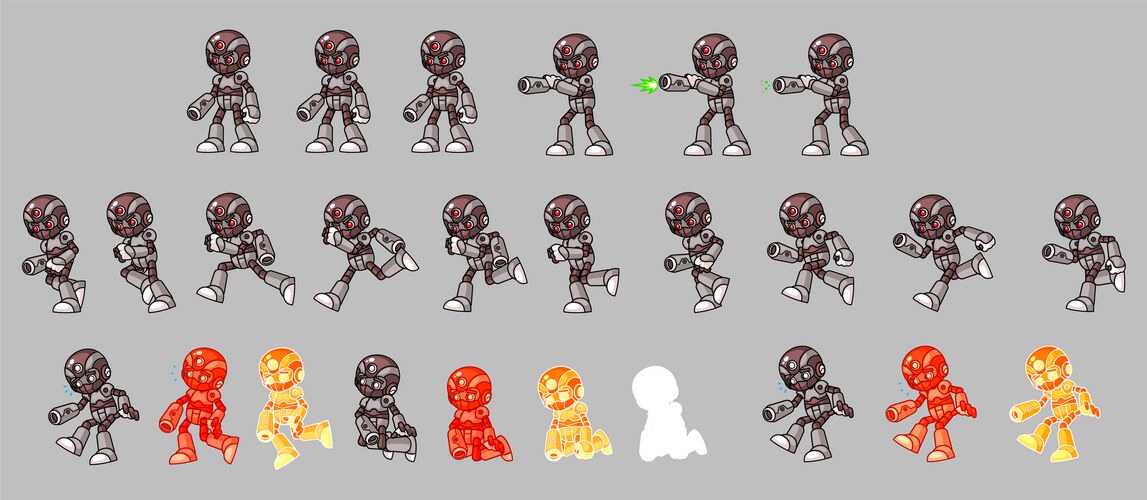 Electric robot enemy game sprites Royalty Free Vector Image