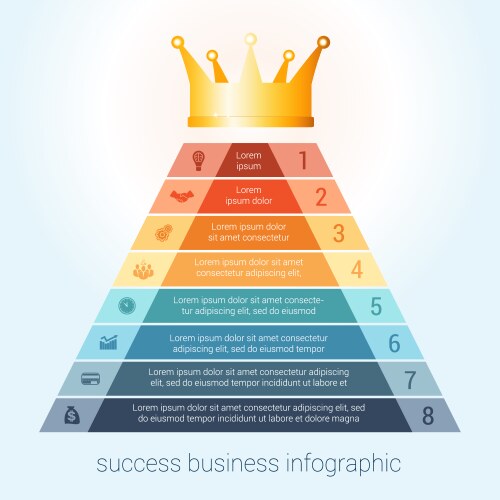 Pyramid of 9 steps to success infographic Vector Image