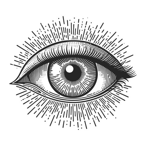Detailed human eye engraving Royalty Free Vector Image