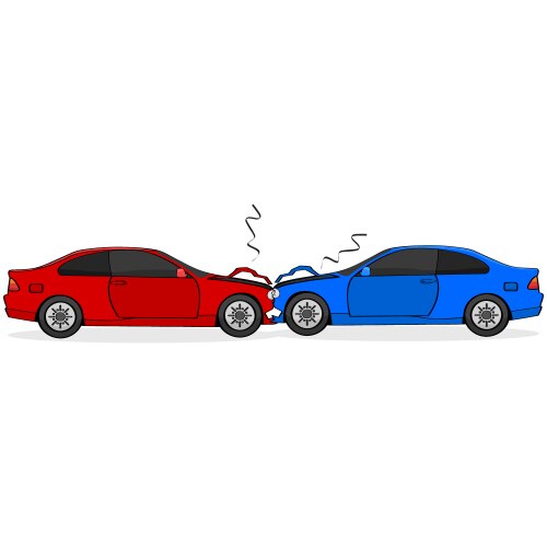 Cartoon car crash road accident Royalty Free Vector Image