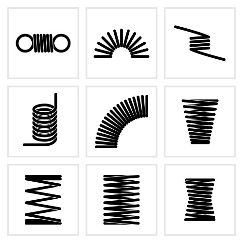 Spring coils metal spiral springs metallic coil Vector Image