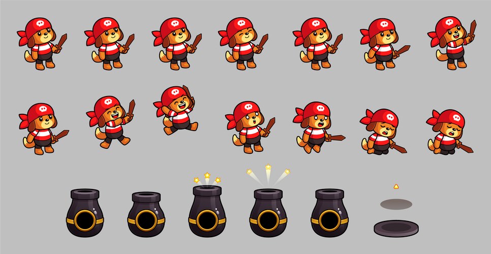 Puppy dog game sprites Royalty Free Vector Image