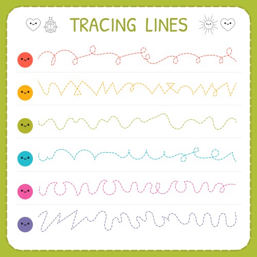 Basic writing trace line worksheet for kids Vector Image