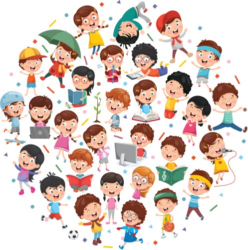 Happy little children having fun Royalty Free Vector Image