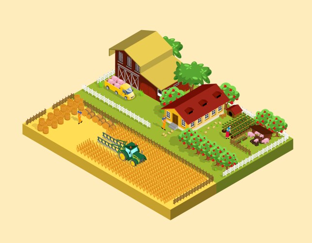 Isometric agricultural concept Royalty Free Vector Image